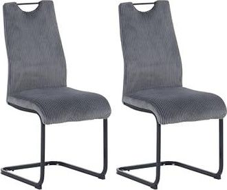 Byliving Freischwinger 2er Set Capri, Grob-Cord grau, Metall schwarz, mit Griff und bequemer Polsterung, Schwingst&uuml;hle, Polsterst&uuml;hle, Ma&szlig;e: B 44, H 88, T 55 c