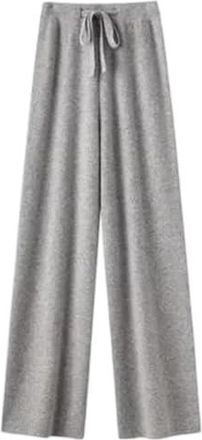Generic Pantalon dhiver doux et large en tricot pour femme - Pantalon droit d&eacute;contract&eacute; en laine, gris clair, L