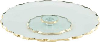 Mud Pie Lazy Susan Glas mit goldfarbenem Rand, 33 cm Durchmesser