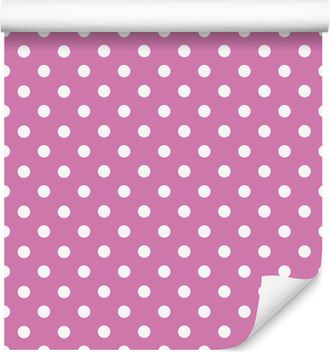 OEM Carta Da Parati A Pois Viola E Rosa Cipria, Sfondo Rosa Cipria 50x1000 Cm