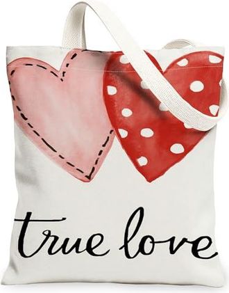Generic Sacs fourre-tout r&eacute;utilisables en toile avec motif &agrave; pois pour la Saint-Valentin, l&eacute;gers et lavables, blanc, 13x15 Inch
