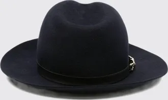 Emporio Armani Chapeau Panama en laine &agrave; large bord