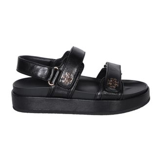 Tory Burch Femme, Chaussures, Noir, Taille: 36 EU Sandales Noires en Cuir &agrave; Bout Ouvert