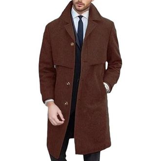 Generic Manteau long pour homme &agrave; simple boutonnage - Style trench classique, camel, XXL