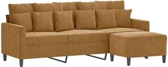 vidaXL Canapé à 3 Places avec Repose-Pieds Marron 180 cm Velours, canapé, canapé avec Repose-Pieds, canapé Trois Places, canapé 3 Places, Fauteuil