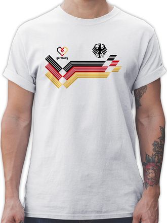 Shirtracer T-Shirt Herren - Fu&szlig;ball EM WM - Deutschland Germany Adler Schwarz Rot Gold - XXL - Wei&szlig; - Deutschland-Trikot Fussball Shirt m&auml;nner Europameisterschaf