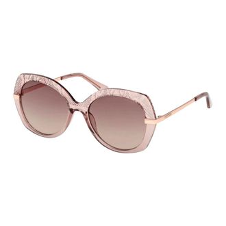 Guess Femme, Accessoires, Rose, Taille: 55 MM Lunettes de soleil Rose/Marron