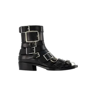 Alexander McQueen Schwarze/Silberne Lederschuhe - - Shoes - Damen - Schwarzk - 36 EU