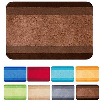 Spirella Tapis de Bain Polyester Balance - Antid&eacute;rapant - 60 x 90 cm - Marron - Lavable en Machine &agrave; 40&deg;C - 90% Polyester - 10% Acrylique - Confort et S&eacute;curit&eacute;