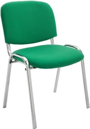 Clp Chaise De Conf&eacute;rence Ken en Tissu I Chaise Visiteur avec Pi&eacute;tement en M&eacute;tal Chrom&eacute; I Chaise Confortable Et Empilable, Couleur:Vert