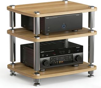 Generic HiFi Regal 4-stufiges Audio-Regal, HiFi-Lautsprecherbox Mit Vibrationsd&auml;mpfung, Offene Ablagefl&auml;che, Modulares Design, Robust, for Gaming, Wohnzimmer 