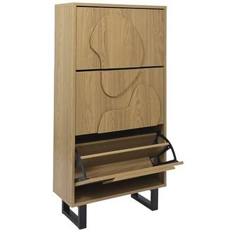 The Home Deco Factory HD0429, Moderner Schuhschrank mit Mehreren Fächern, leicht zugänglich und Bankfunktion, Farbe Schwarzbraun, Größe 60 x 115 x 24 cm