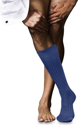 Falke Herren Kniestrümpfe No. 13 M Kh Baumwolle lang einfarbig 1 Paar, Blau Deep Water 6809, 43-44