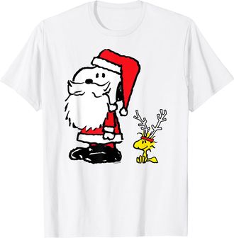 Peanuts Holiday Snoopy und Woodstock Santa Geweih T-Shirt