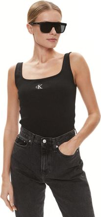 Calvin Klein Damen Tank Top Ck Rib Rundhalsausschnitt, Schwarz (Ck Black), 3XL