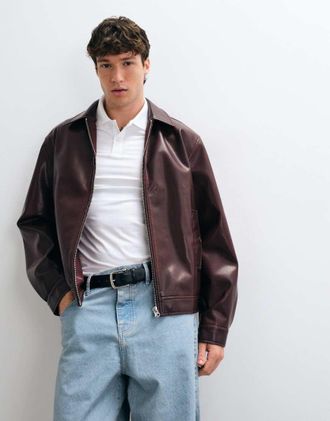 Asos veste oversize en imitation cuir bordeaux-Rouge