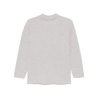 Le Tricot Perugia Hellgrauer Gerippter Wollpullover - - Knitwear - Damen - Grau - XL