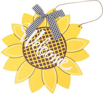 BESPORTBLE Zartes Sonnenblumen Willkommensschild aus Holz Dekoratives T&uuml;rschild und H&auml;ngeschild f&uuml;r Haust&uuml;r Wand und Gartendekoration