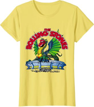 THE ROLLING STONES Offizielles Lizenzprodukt Vintage Dragon T-Shirt, Wei&szlig;, Kurzarm, U-Boot-Ausschnitt, S (Klein), Unisex Kinder