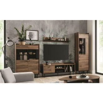 Furnix 4-teilige Mediawand VASINIE Wohnwand im Loft-Stil Brandy-Castello-Holzes