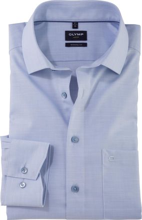 Olymp Herren Businesshemd Langarm Luxor,Einfarbig,modern fit,Global Kent,Rauchblau 13,40