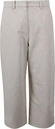 Max Mara Femme, Pantalons, Beige, Taille: 40 FR Pantalon large en coton