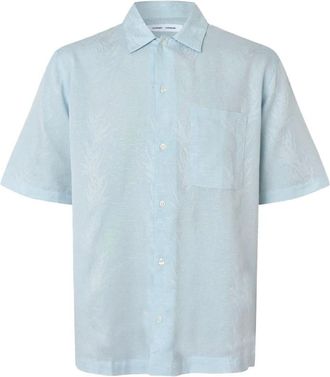 Sams&oslash;e & Sams&oslash;e Kurzarm gemustertes Hemd - - Shirts - Herren - Blau - S