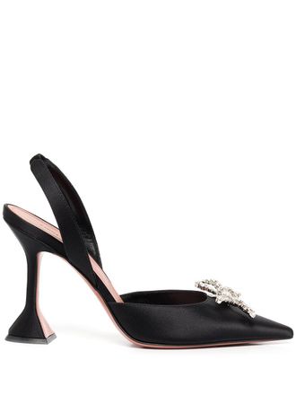 Amina Muaddi escarpins Rosie 95 mm &agrave; ornements en cristal - Noir