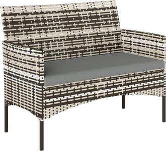 OUTSUNNY Canap&eacute; de jardin - Outsunny - avec coussins - 2 places - r&eacute;sine tress&eacute;e, cadre en acier - pour balcon, porche, jardin - gris clair