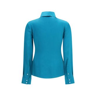 Gucci Womens Blue Silk Dress Shirt