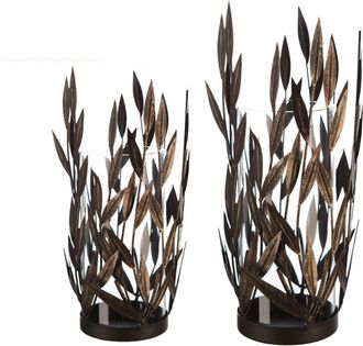 Casablanca Windlicht Twigs Metall goldfarben geb&uuml;rstet mit Glaseinsatz H: 50 cm &Oslash; 13 cm 74964