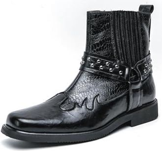Generic Bottines de moto western cowboy pour homme, Noir, 42.5 EU
