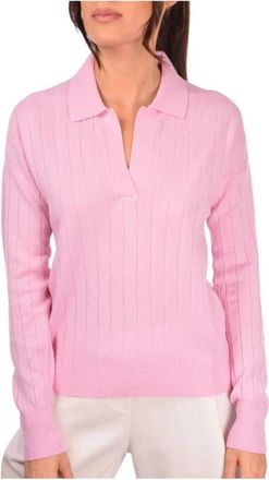 Gran Sasso Rosa Gestrickter Polo Pullover - - Tops - Damen - Rosa - XS