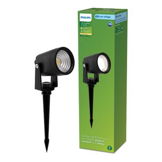 Philips Reuel Outdoor GardenLink Niedervolt-Spot, 24 V, 2700 K warmweißes Licht, 180 lm, Schwarz, Erweiterung, 1er Pack