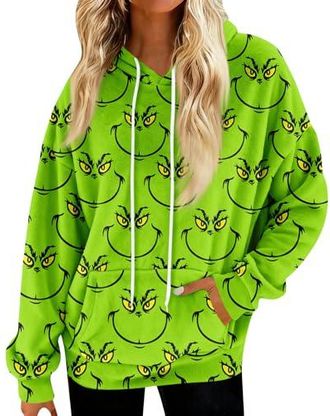Generic Le Grinch Sweat A Capuche Femme The Oversize Adulte Femmes De Noel Sweet Moche Vêtements Sweatshirts Polaire Pilou Costume Christmas Vetement Chaud Py