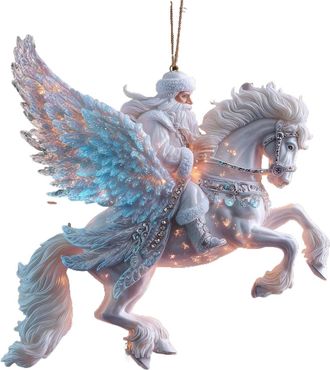 Generico Weihnachtsbaum-Anh&auml;nger mit Weihnachtsmann auf Schlitten, zweidimensionale Dekoration zum Aufh&auml;ngen und Aufbewahren, Weihnachtsmann aus Acryl f&uuml;r Weih