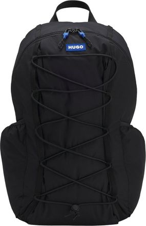 HUGO BOSS Mens Backpack With Logo Patch Black Recycled Polyester Backpacks