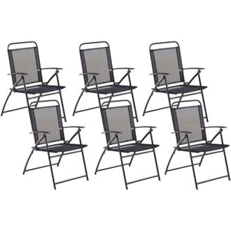 Beliani Beliani - Gartenstuhl 6er Set Schwarz Textil Stahl Klappbar Modern Balkon Terrasse Outdoor