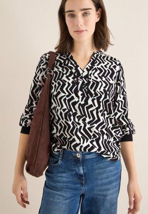 Cecil Druckbluse Print-Bluse mit Tape und grafischem Muster