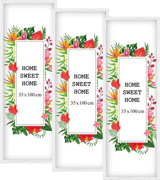 MG Design Set aus 3 Weiß Bilderrahmen 35 x 100 cm - Aus echtem Holz mit Acrylglas, zum Aufhängen & Aufstellen, für Fotos, Poster & Puzzle