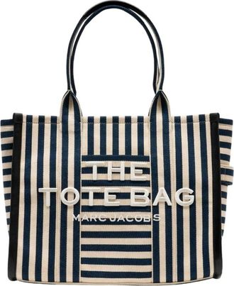 Marc Jacobs Femme, Sacs, Bleu, Taille: ONE Size The Stripe Canvas Large Tote Bag