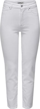 Only Jeans Onlemily pour Femme, Coupe Droite, Taille Haute, Coupe Droite, Blanc., 32W / 32L
