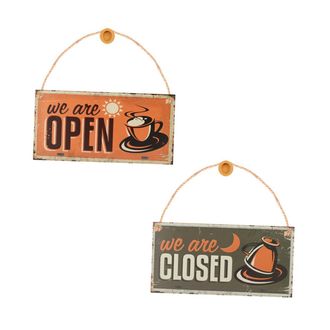 Cabilock Retro Holzschild 2 St&uuml;ck Mit Aufh&auml;ngeseil Rustikales T&uuml;rschild F&uuml;r Caf&eacute; Bar Dekoration Vintage Holzschild Mit Umweltfreundlicher Farbe Wanddeko F&uuml;r Zu