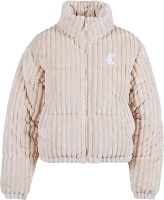 Karl Kani Damen KW233-024-1 KK Og Fuzzy Corduroy Short Puffer Jacket Cream, XS