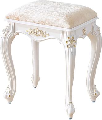 Generic 17 Lila Leder Vintage Frisiertisch - Handgeschnitzter Schminkhocker Mit Gepolstertem Kissen for Schlafzimmer Oder Wohnzimmer(Gold Velvet B)