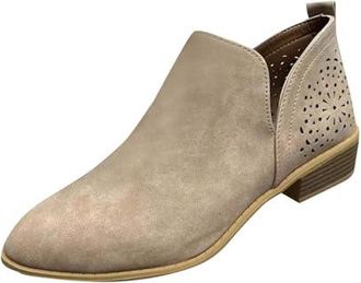 Generic Bottines Chelsea &eacute;l&eacute;gantes &agrave; talon bas pour femme - Bout pointu - Couleur unie - Style d&eacute;contract&eacute; et confortable - Pour lautomne, kaki, 36.5 EU