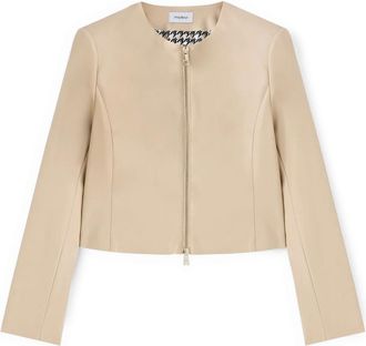 Motivi Femme, Vestes, Beige, Taille: 42 FR Veste Courte en Tissu Enduit