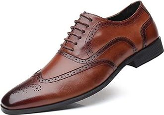 Generic Chaussures habill&eacute;es for Hommes, &agrave; Lacets, Bout carr&eacute;, Style Brogue, en Cuir PU antid&eacute;rapant, Talon Bloc, Basses, Classiques(Marron,45 EU)