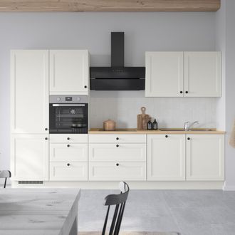 Nobilia home24 Küchenzeile High-Line Variante D 330cm Ausrichtung links Weiß/Weiß ohne Elektrogeräte