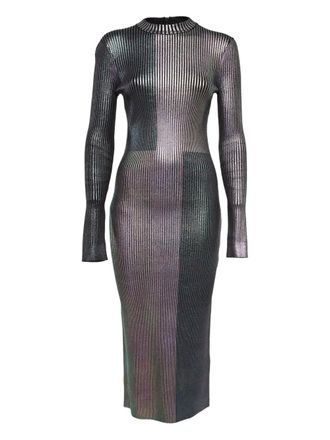 Christopher Kane robe côtelée à coupe mi-longue - Gris